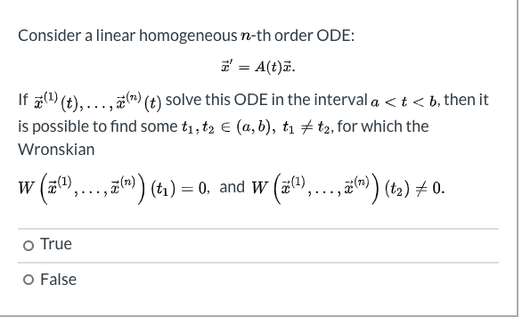 Solved Consider a linear homogeneous n-th order ODE: 5' = | Chegg.com