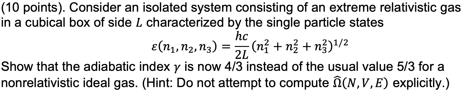 Solved (10 points). Consider an isolated system consisting | Chegg.com