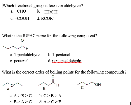 Solved Which functional group is found in aldehydes? a-CHO | Chegg.com