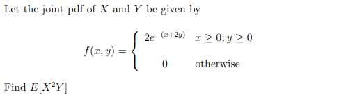 Solved Let the joint pdf of X and Y be given by 2e-(2+2y) | Chegg.com