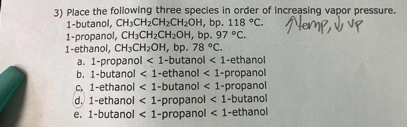 Solved 3) Place the following three species in order of | Chegg.com