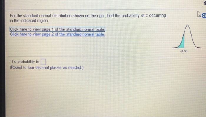 Solved For the standard normal distribution shown on the | Chegg.com