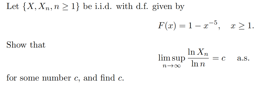 Solved Let {x,xn,n≥1} ﻿be i.i.d. ﻿with d.f. ﻿given | Chegg.com