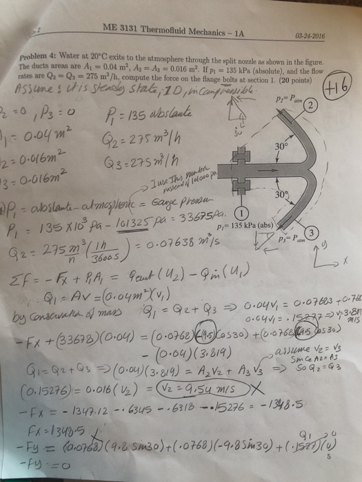 Solved ME 3131 Thermofluid Mechanics-1A 03-24-2016 Proble | Chegg.com