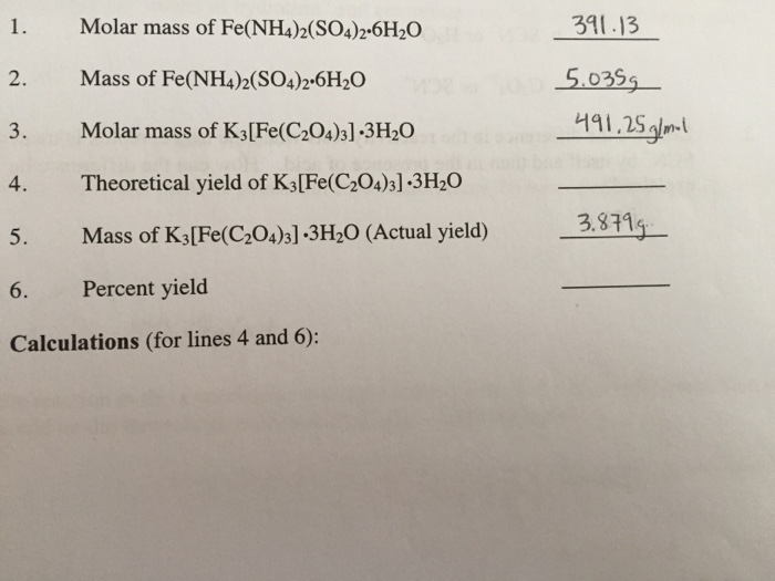 Solved I need help on how to solve for the theoretical yield | Chegg.com