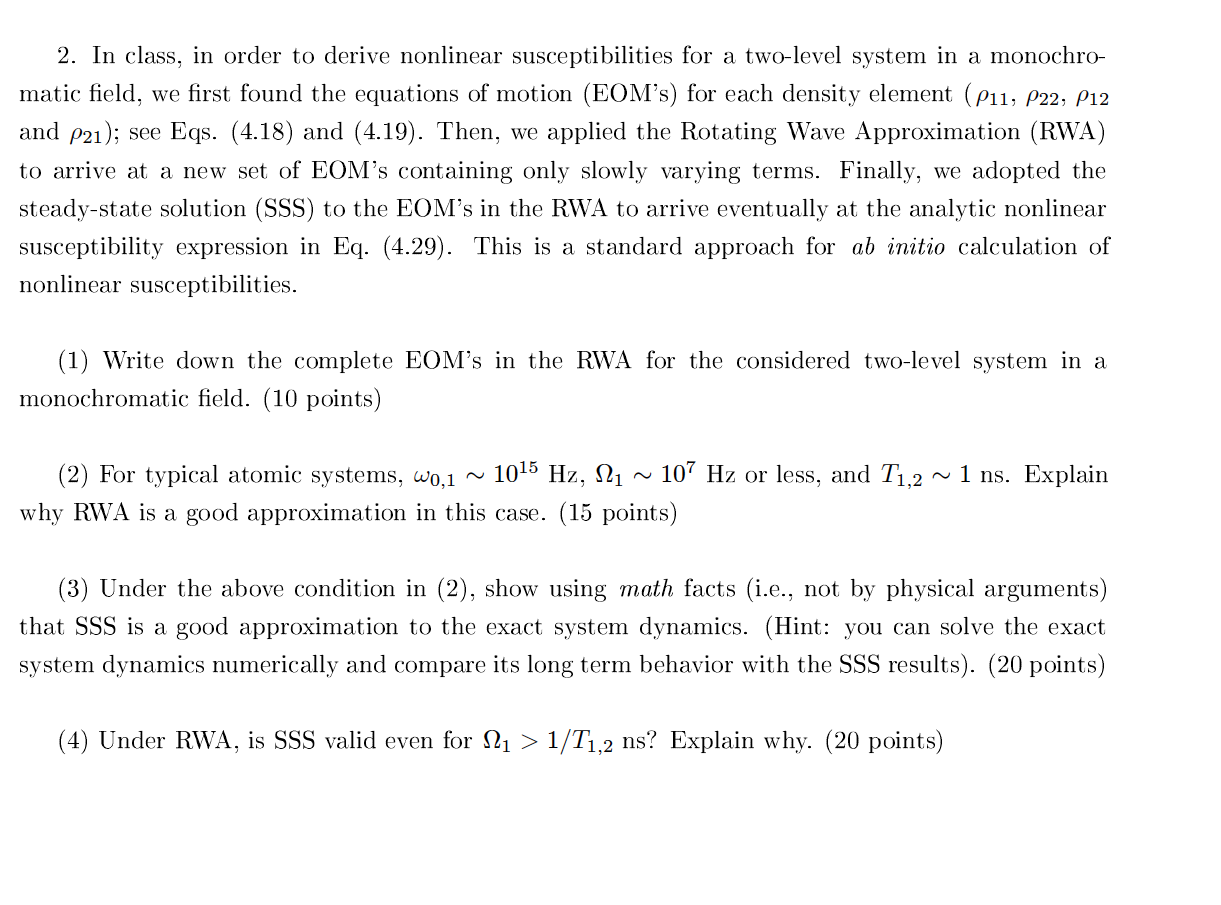 2. In class, in order to derive nonlinear | Chegg.com