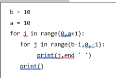 Solved b = 10 a = 10 for i in range(0,a+1): for j in | Chegg.com