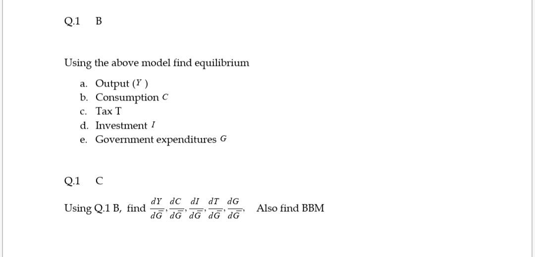 Solved consider a closed economy model given below: using | Chegg.com