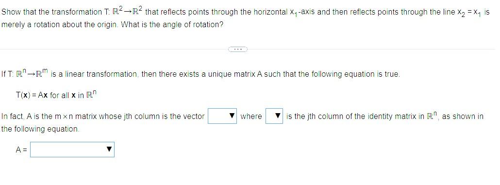 Solved Show that the transformation T:R2→R2 that reflects | Chegg.com