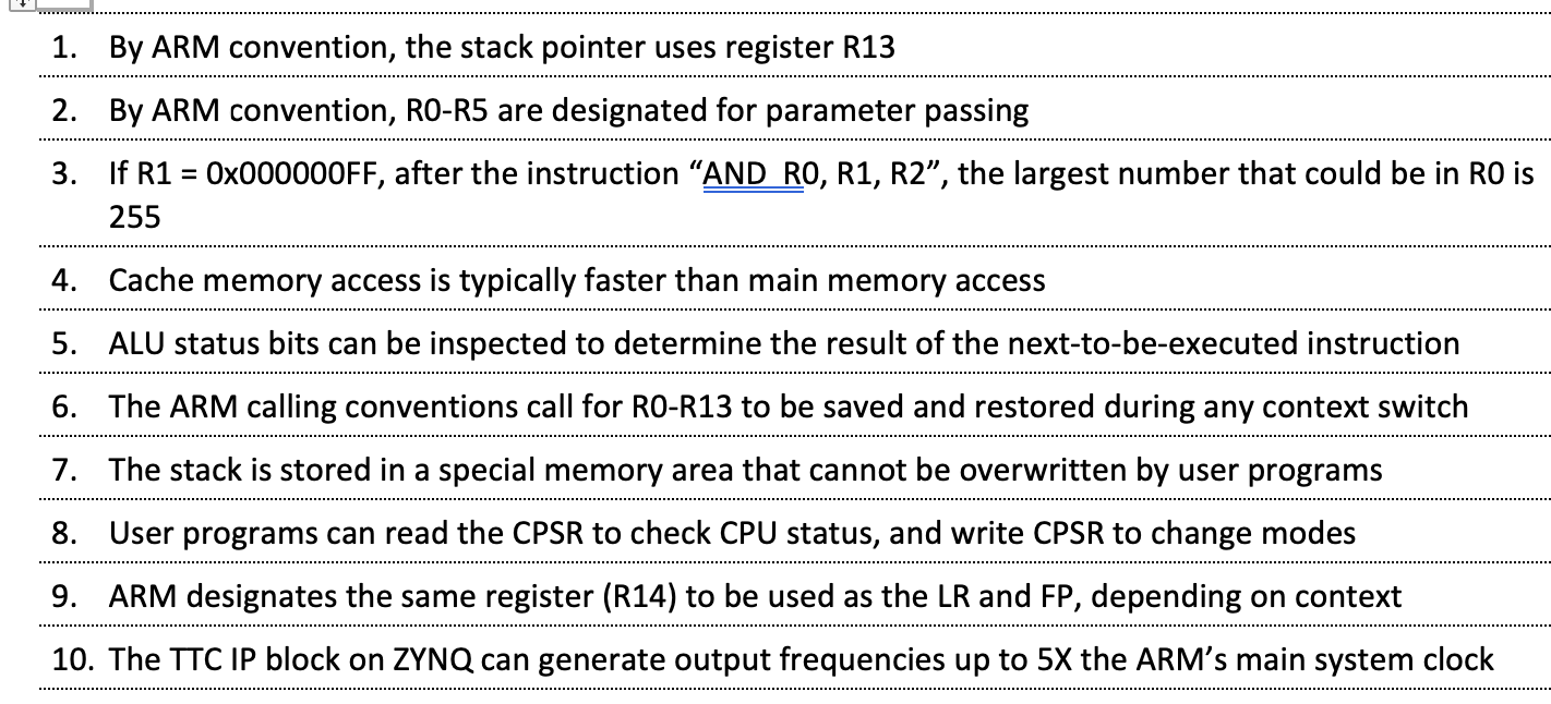 Solved 1. By ARM convention, the stack pointer uses register | Chegg.com
