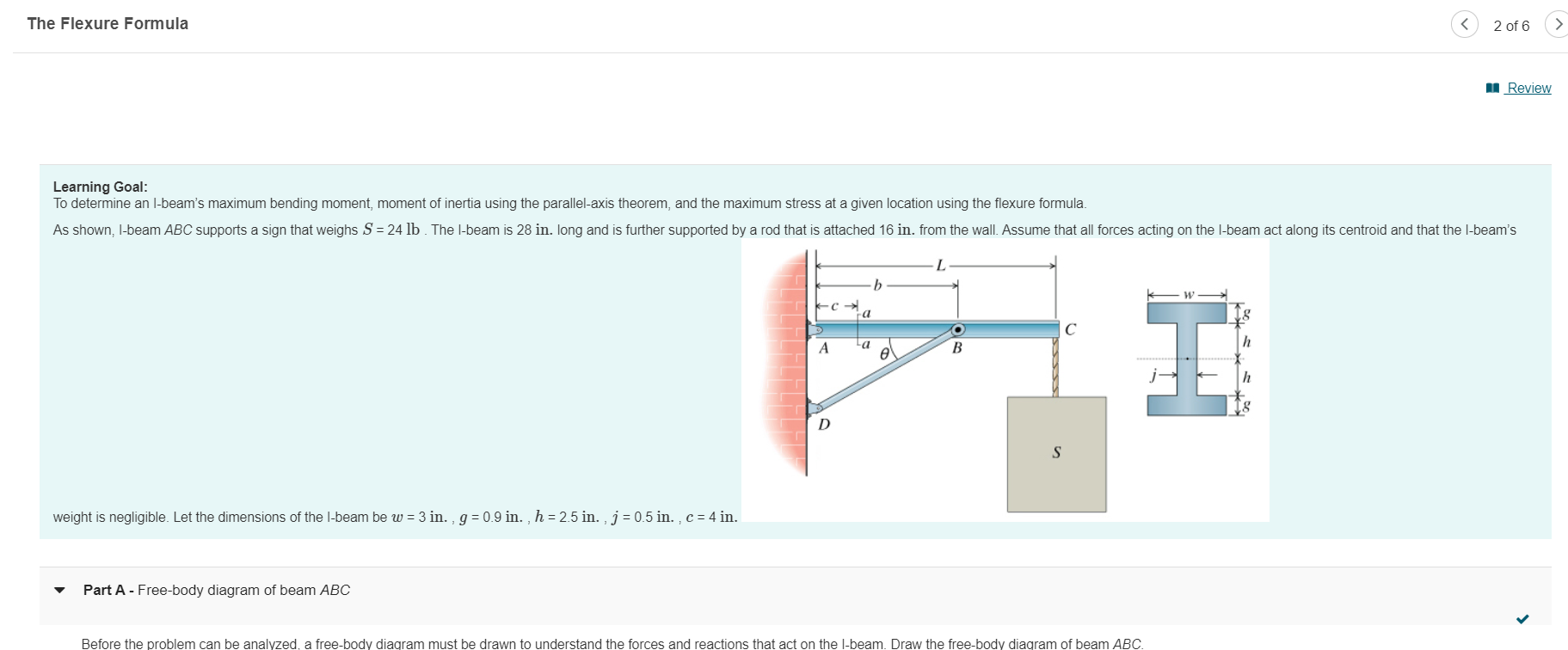Solved The Flexure Formula Part A - ﻿Free-body diagram of | Chegg.com