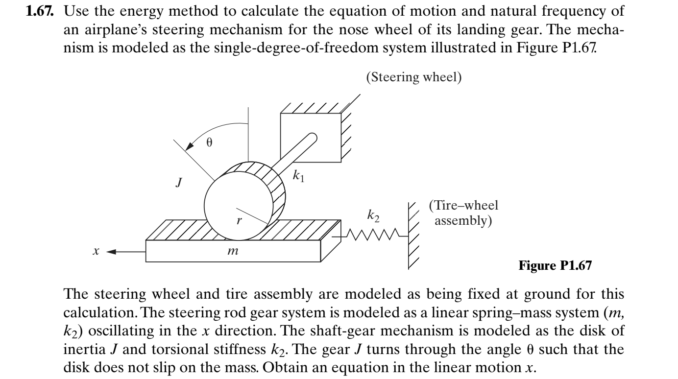 1.67. Use the energy method to calculate the equation | Chegg.com