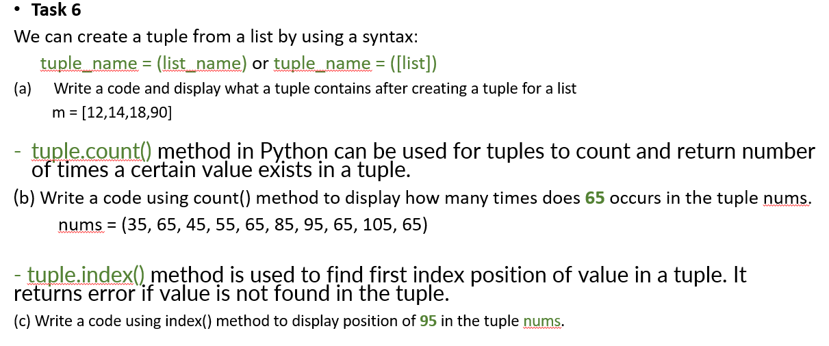 Solved Task 1. - Create a tuple 'z' from a string 'Maxima’ | Chegg.com