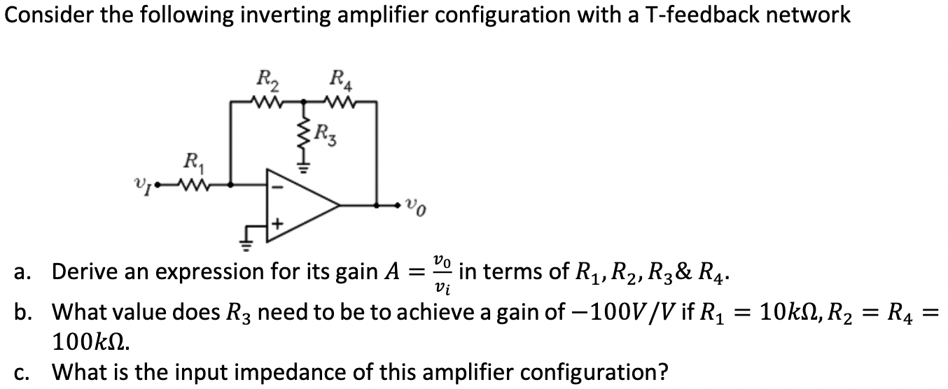 Solved Consider the following inverting amplifier | Chegg.com