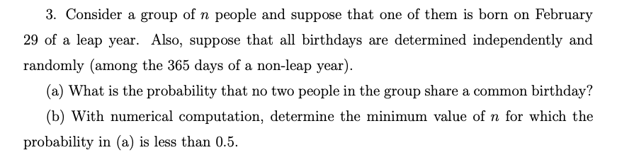 Solved 3. Consider a group of n people and suppose that one | Chegg.com