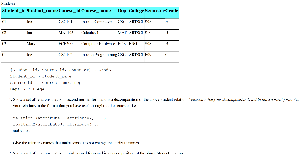 Solved Student: Student_id Student_name Course_id | Chegg.com