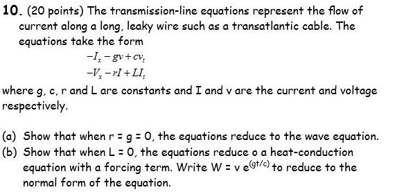 10. (20 points) The transmission-line equations | Chegg.com