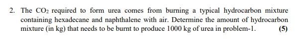 Solved 2. The CO2 required to form urea comes from burning a | Chegg.com