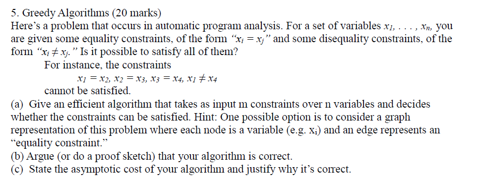 Solved Greedy Algorithms (20 ﻿marks)Here's a problem that | Chegg.com