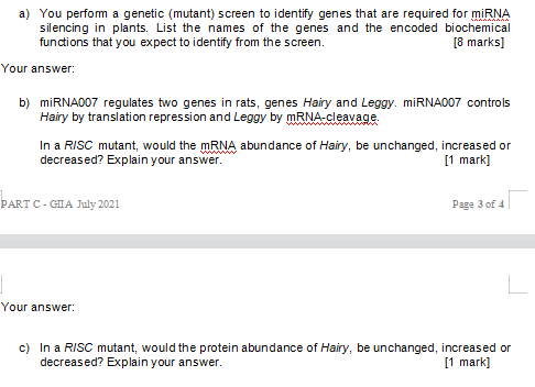 Solved a) You perform a genetic (mutant) screen to identify | Chegg.com