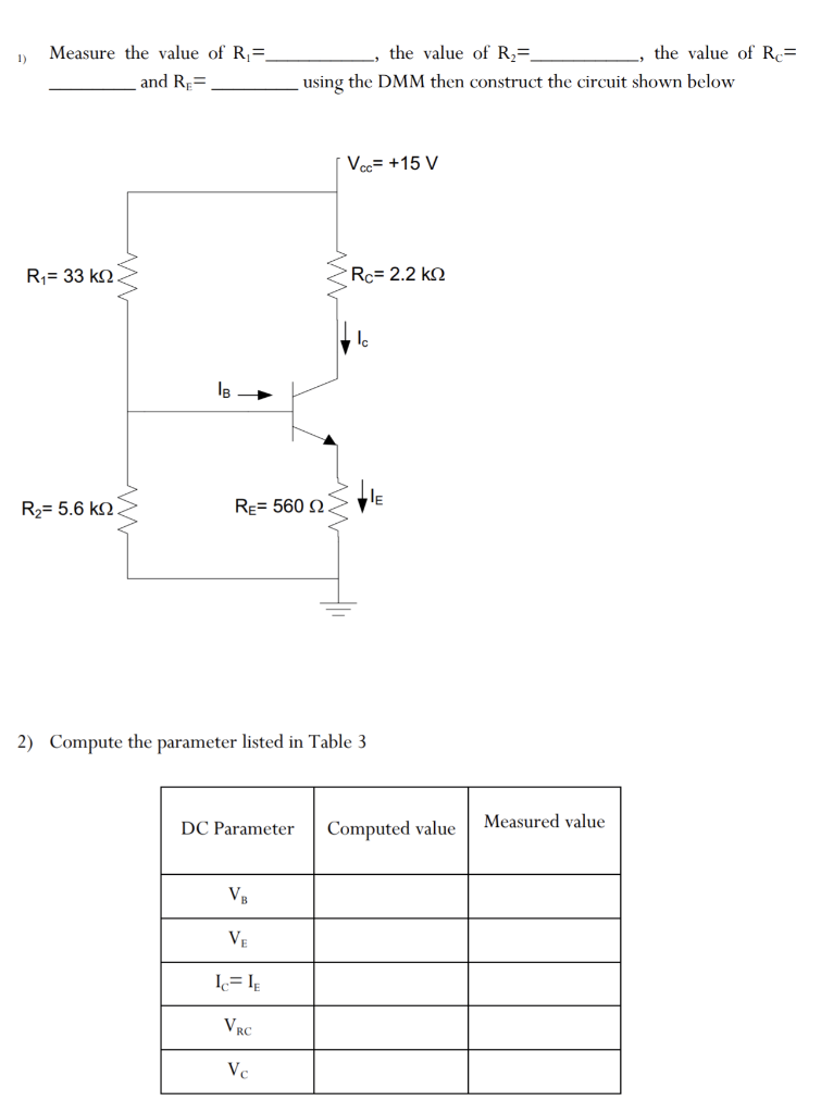 Solved Part 1: Fixed Base Bias and the value of Rc= 1. | Chegg.com