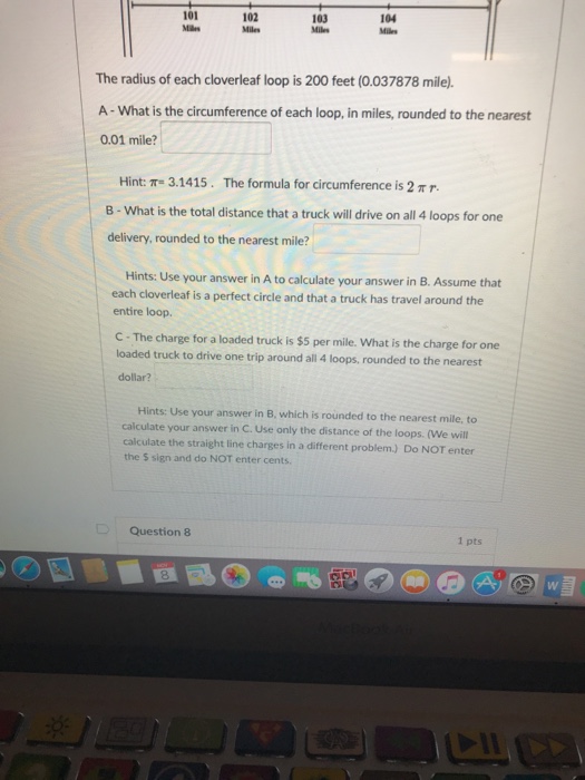 Solved 101 102 Miles 103 Miles 104 The radius of each | Chegg.com