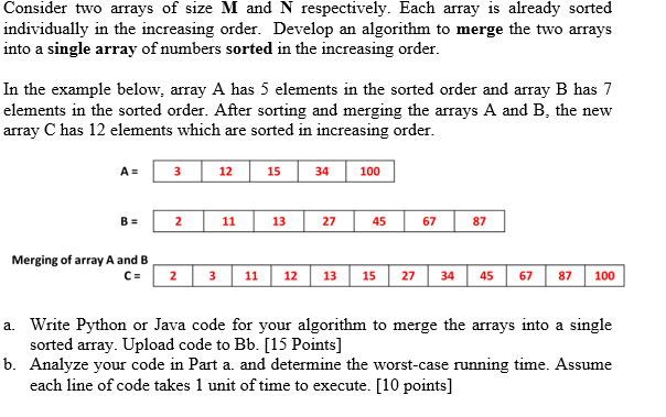 Solved Consider two arrays of size M and N respectively. | Chegg.com