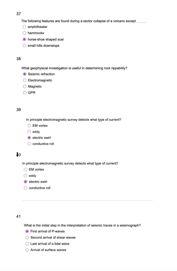 Solved 37 The following features are found during a sector | Chegg.com