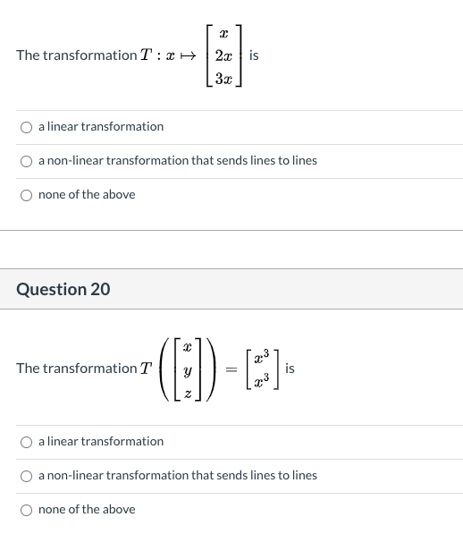 Solved The transformation T:+2x is 3.0 3 a linear | Chegg.com