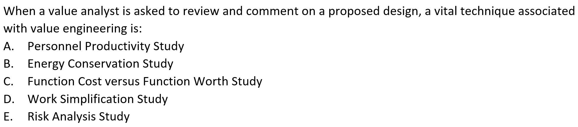 Solved When a value analyst is asked to review and comment | Chegg.com