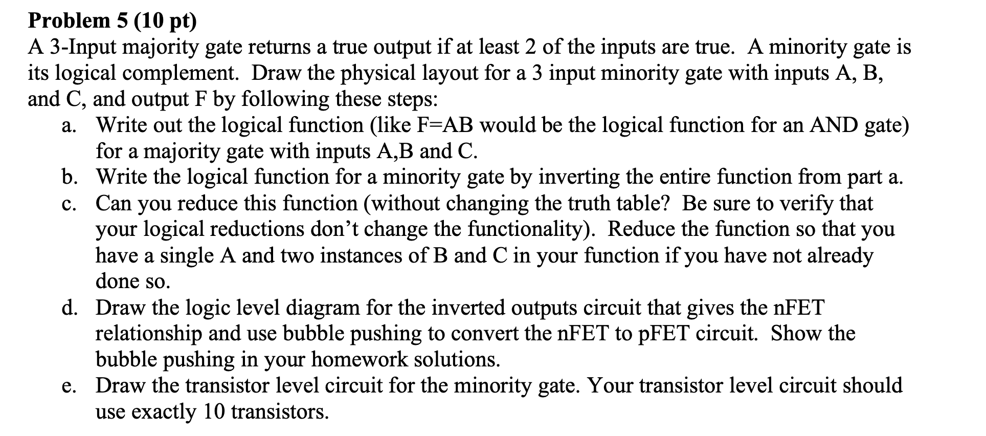 Solved Problem 5 10 Pt A 3 Input Majority Gate Returns A 