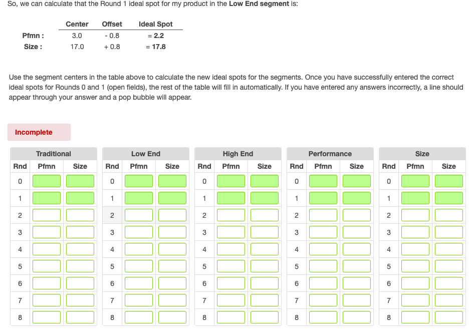 Use the segment centers in the table above to | Chegg.com