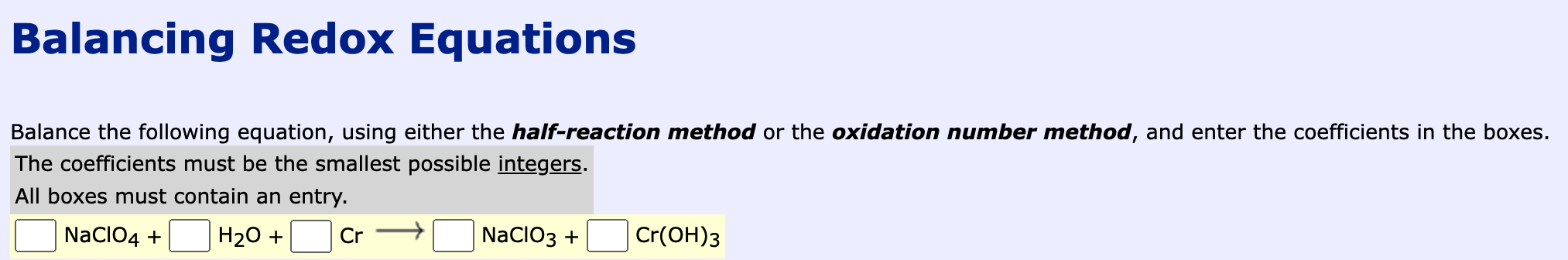 Solved Balancing Redox Equations Balance the following | Chegg.com