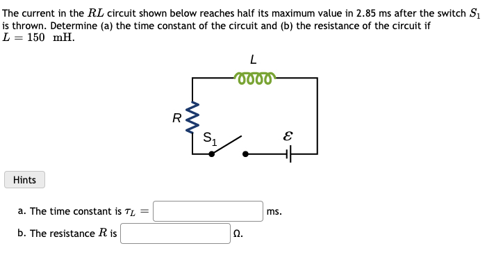 Solved The current in the RL circuit shown below reaches | Chegg.com