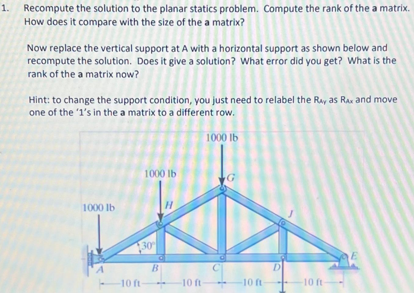1 Recompute The Solution To The Planar Statics 