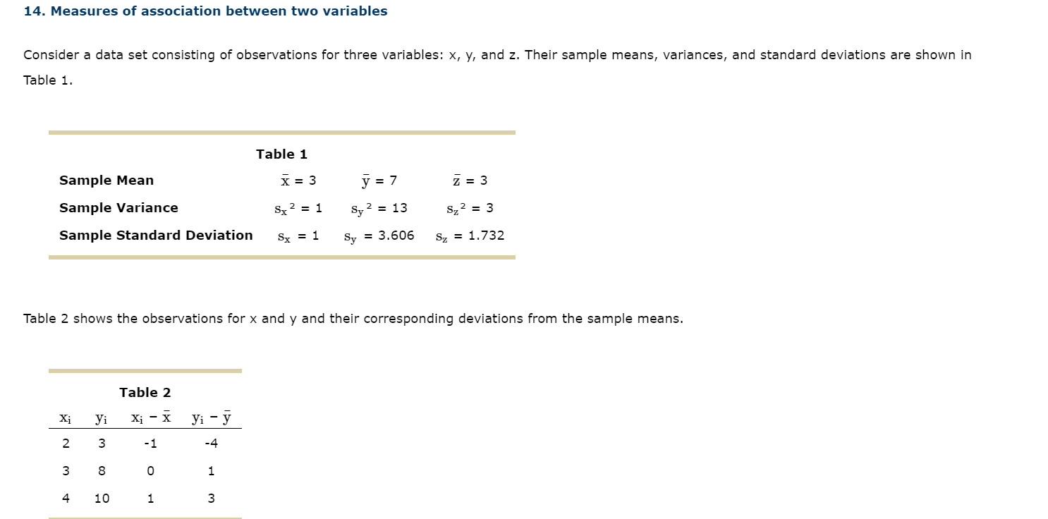 14. Measures of association between two variables | Chegg.com