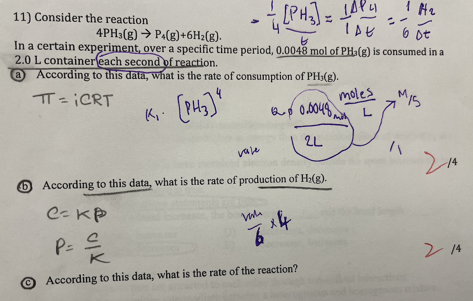 Solved 11) Consider the reaction 4PH3( g)→P4( g)+6H2( g) | Chegg.com