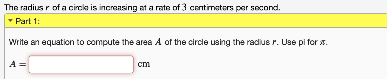 Solved The radius r of a circle is increasing at a rate of 3 | Chegg.com