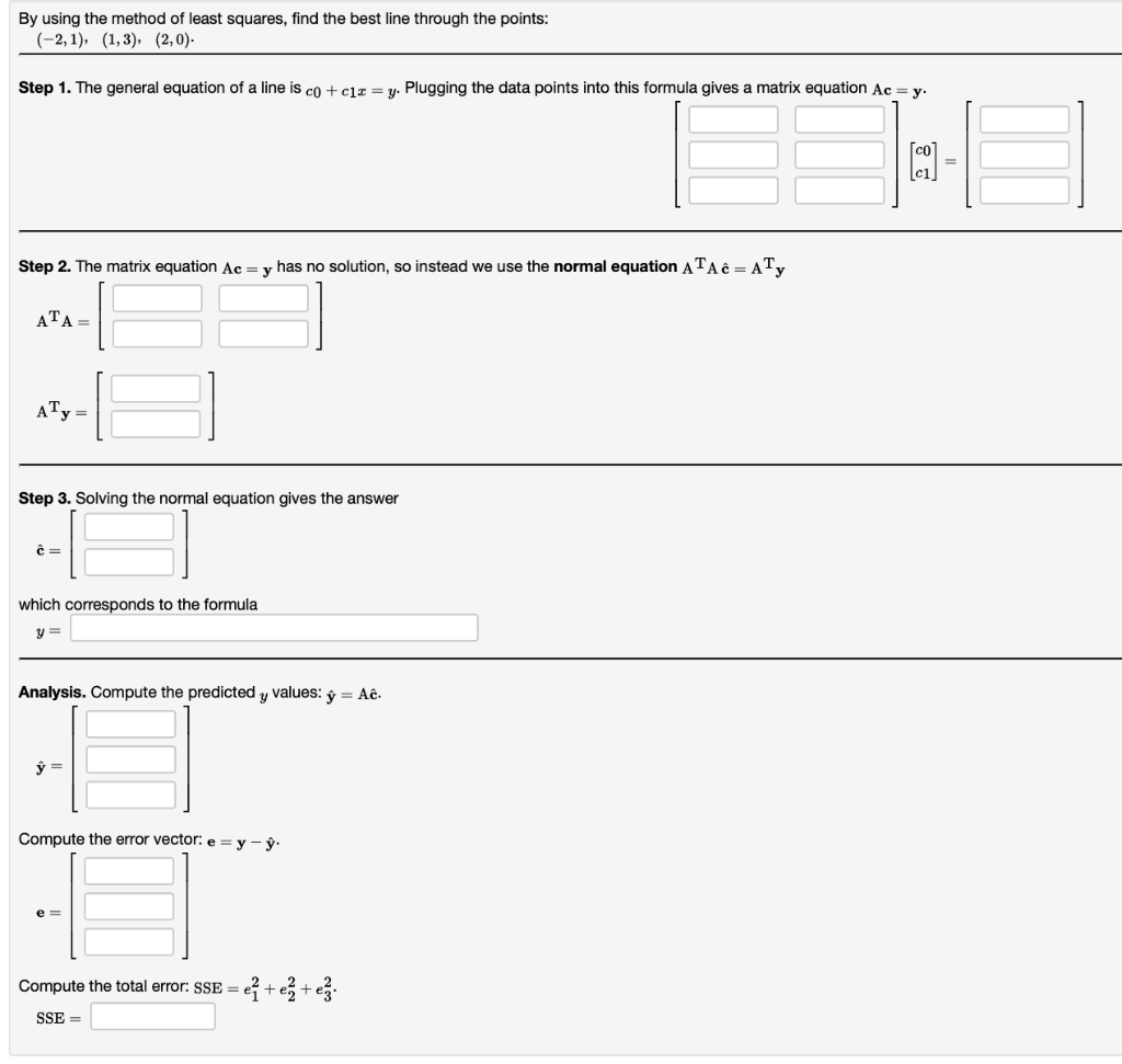 Solved By using the method of least squares, find the best | Chegg.com