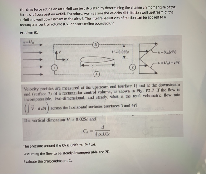 Solved The drag force acting on an airfoil can be calculated | Chegg.com