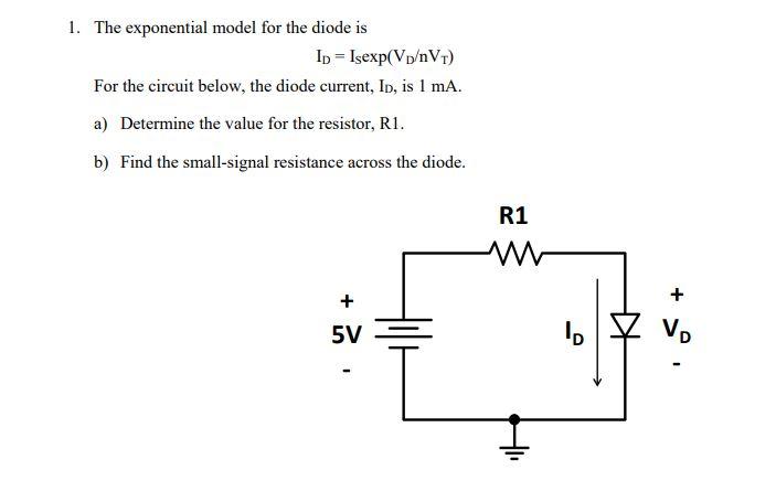 Solved 1. The exponential model for the diode is Ip = | Chegg.com