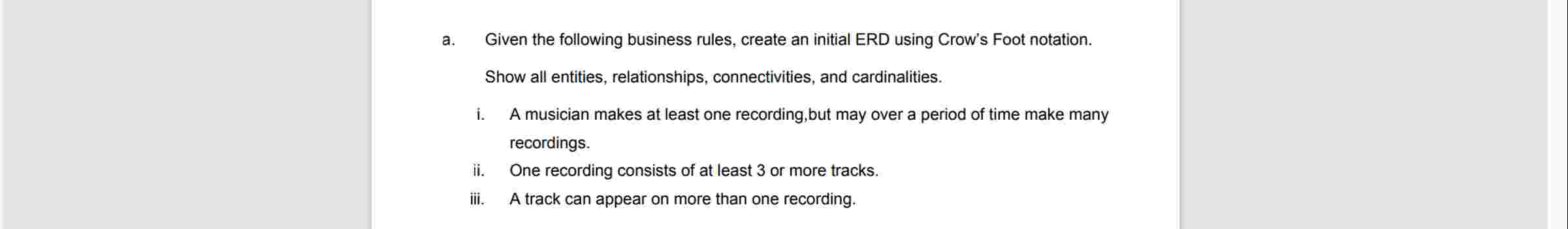 Solved a. ﻿Given the following business rules, create an | Chegg.com