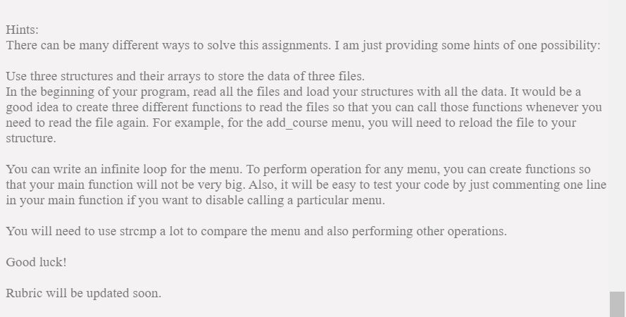 Solved IN C PROGRAM*** In this Assignment you will develop a | Chegg.com