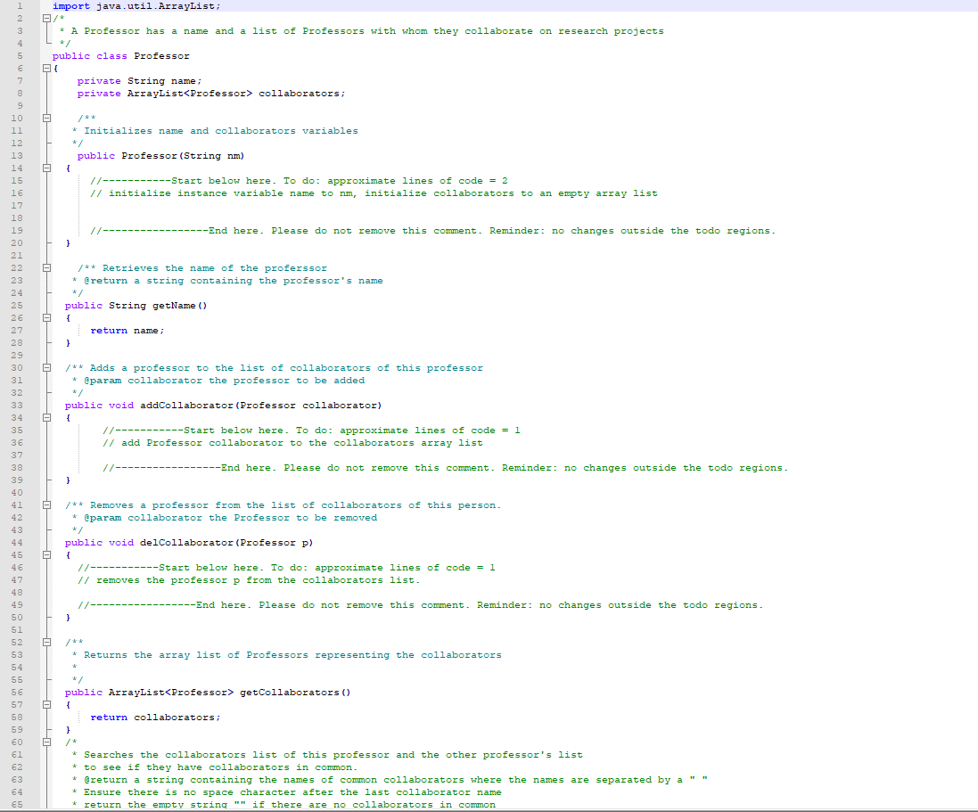 Solved public ArrayList getCollaborators() return | Chegg.com