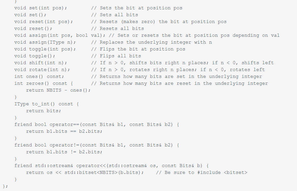Solved Define a class named Bits that holds a single integer | Chegg.com