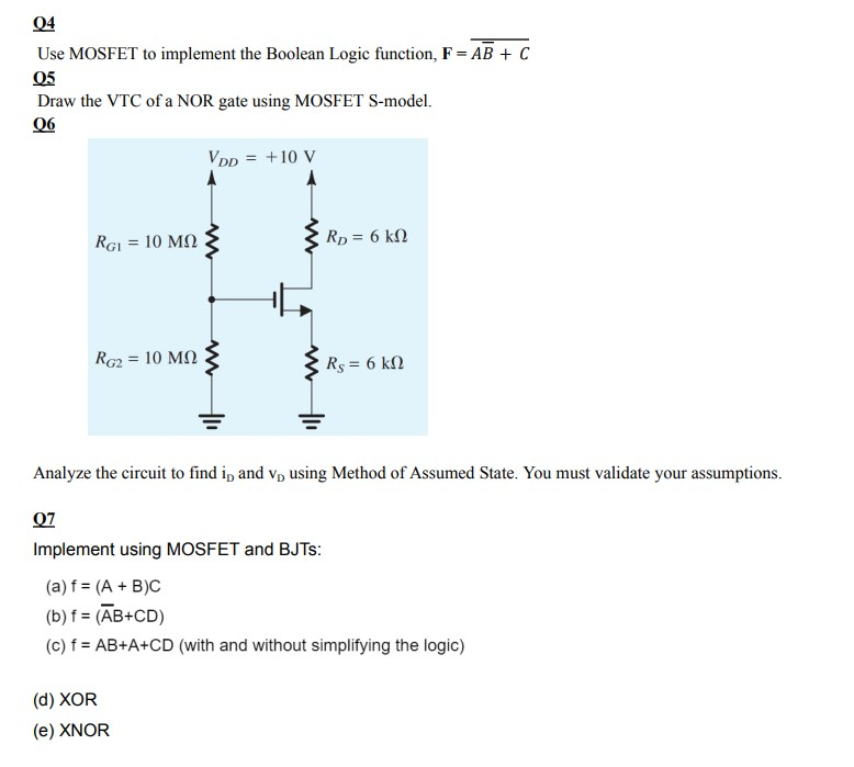 Solved 04 Use MOSFET to implement the Boolean Logic | Chegg.com