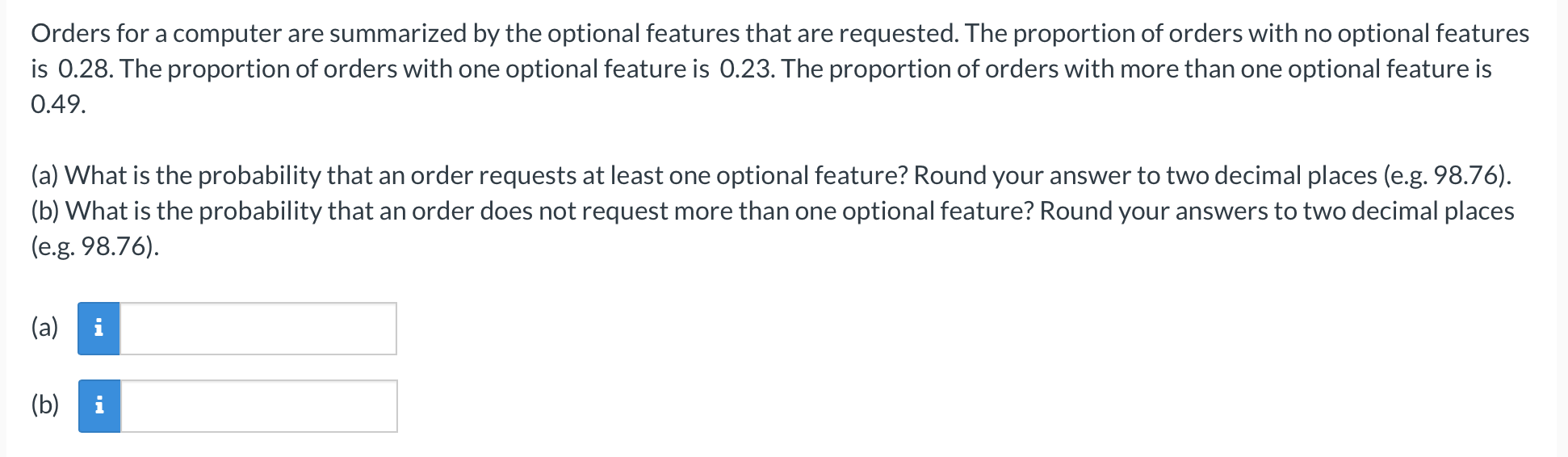 Solved Orders for a computer are summarized by the optional | Chegg.com