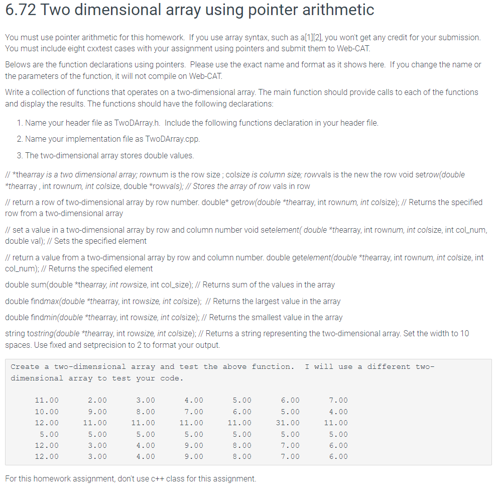 Solved You must use pointer arithmetic for this homework. If | Chegg.com