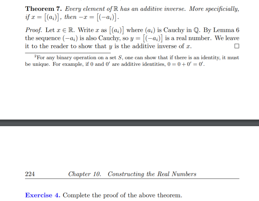 Solved Theorem 7. Every element of R has an additive | Chegg.com