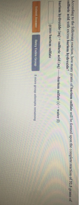 Solved According to the following reaction, how many grams | Chegg.com